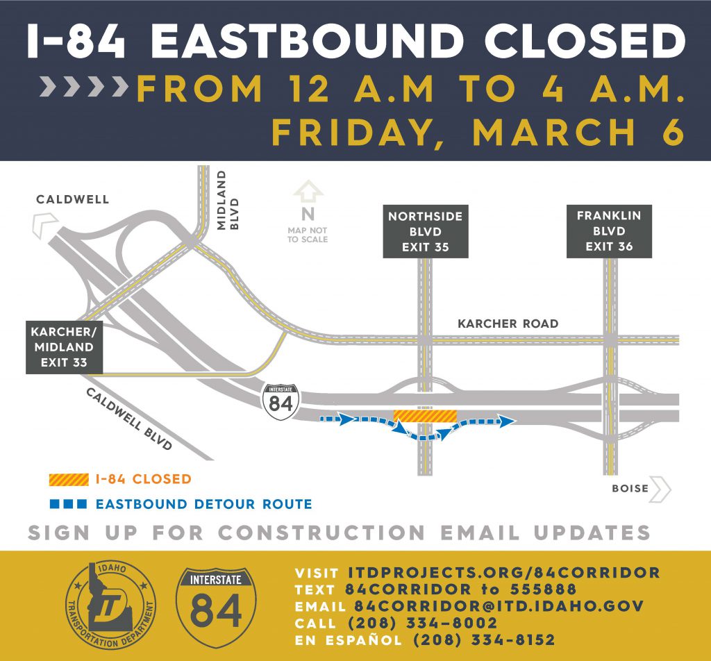 Overnight eastbound I-84 closure scheduled March 6 at Northside ...